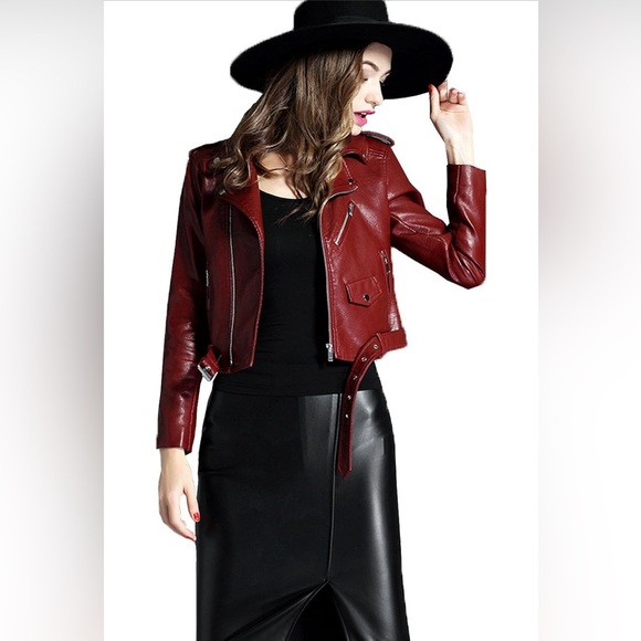 Jackets & Coats | Nwt Red Faux Leather Jacket | Poshmark